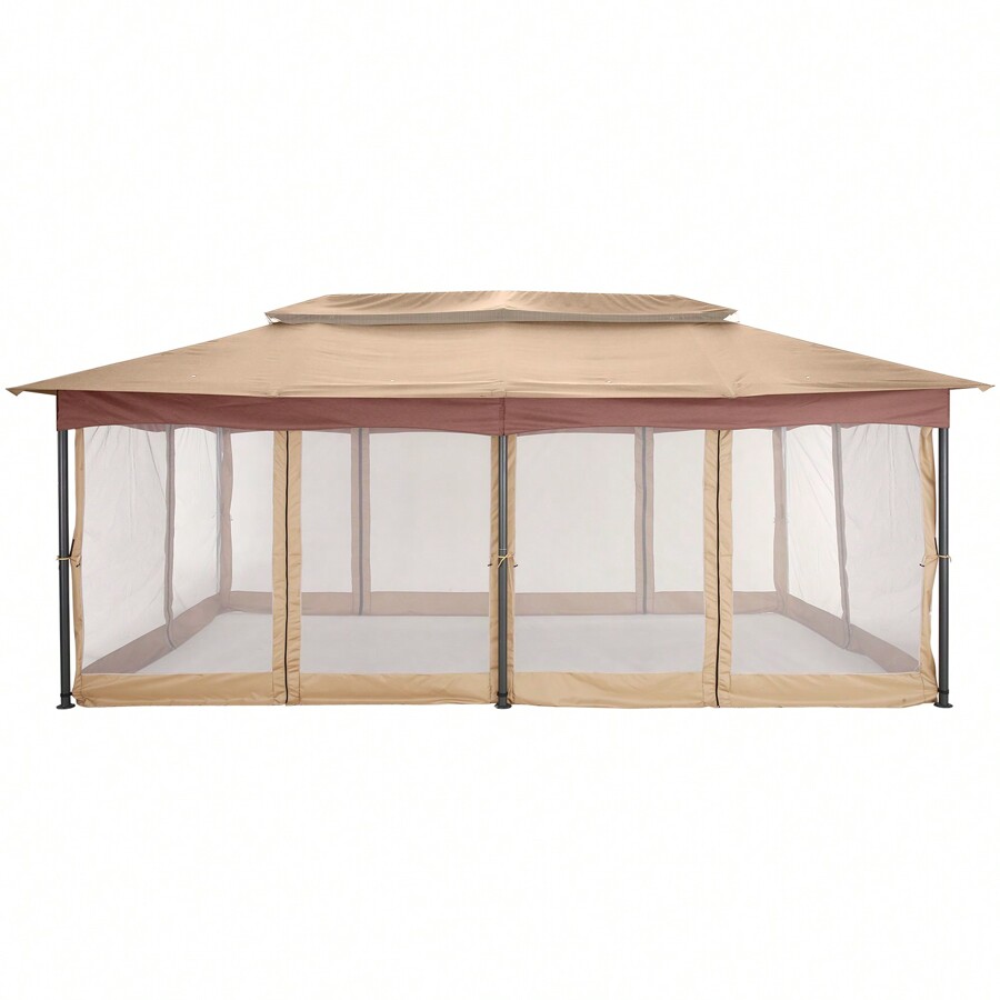 12X20 Patio Gazebo, Canopy Tent Deck Gazebo With Double-Arc Roof ...