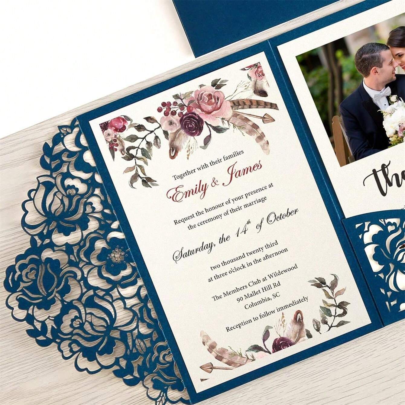 10 Sets Laser Cut Quinceanera Invitations 4.9x7.1 Blank Quince ...