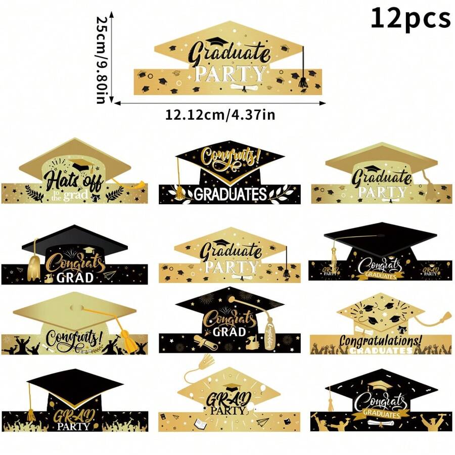 12PCS Congrats Grad Paper Caps, Graduation Paper Caps For 2024 ...