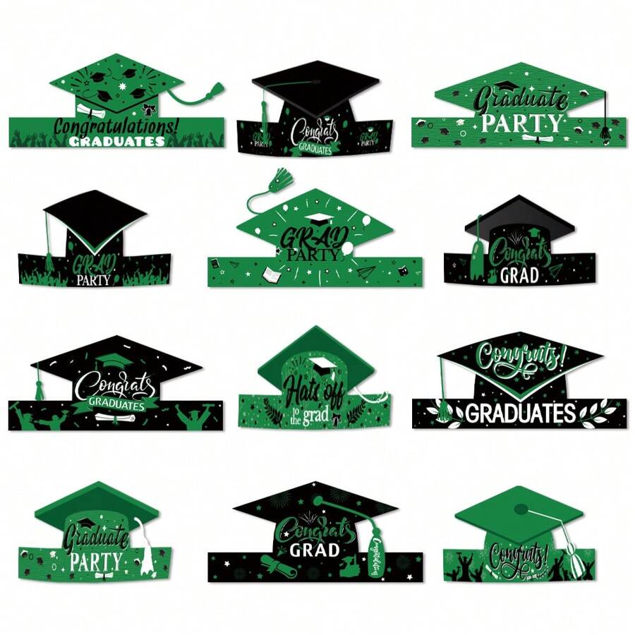 12PCS Graduation Paper Caps, Congrats Grad Paper Caps For Graduation ...