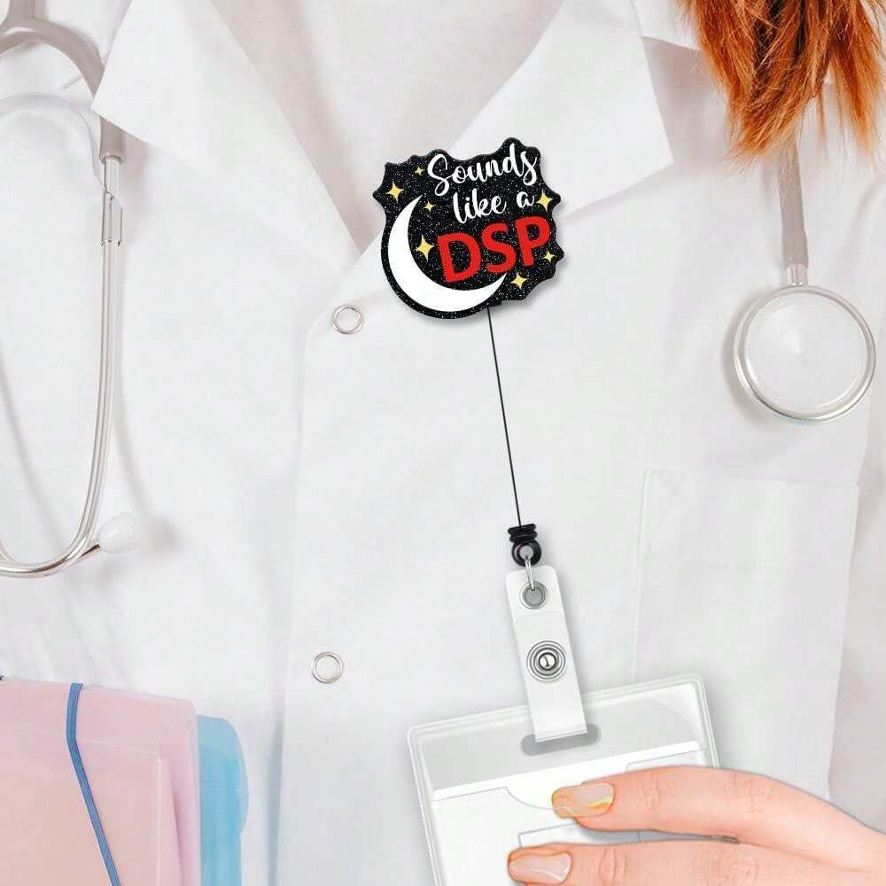 Sounds Like A DSP Black Retractable Glitter Badge Reel With Alligator ...