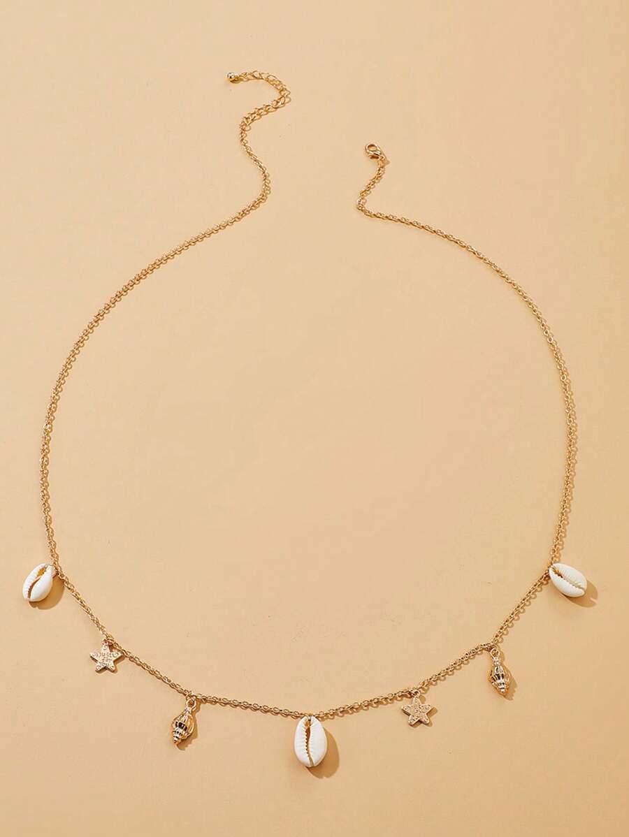 A Summer Beach-Style Waist Chain Featuring Shells, Conch Shells, And ...