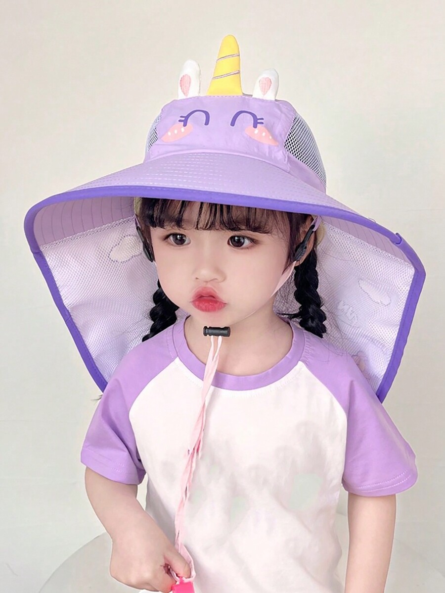 1pc New Summer Style Lovely Unicorn Bucket Hat For Little Girls, Korean ...