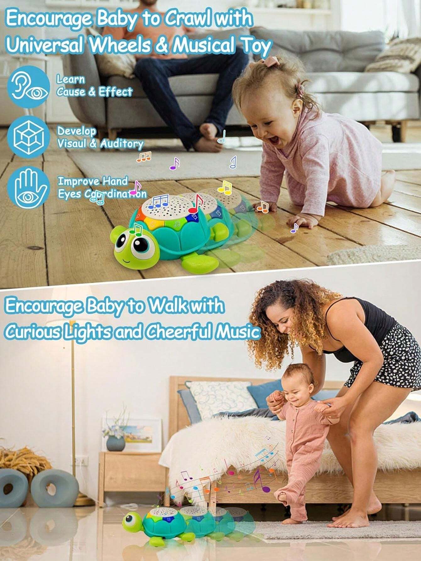 Baby Turtle Activity Early Education Developmental Toy With Light ...