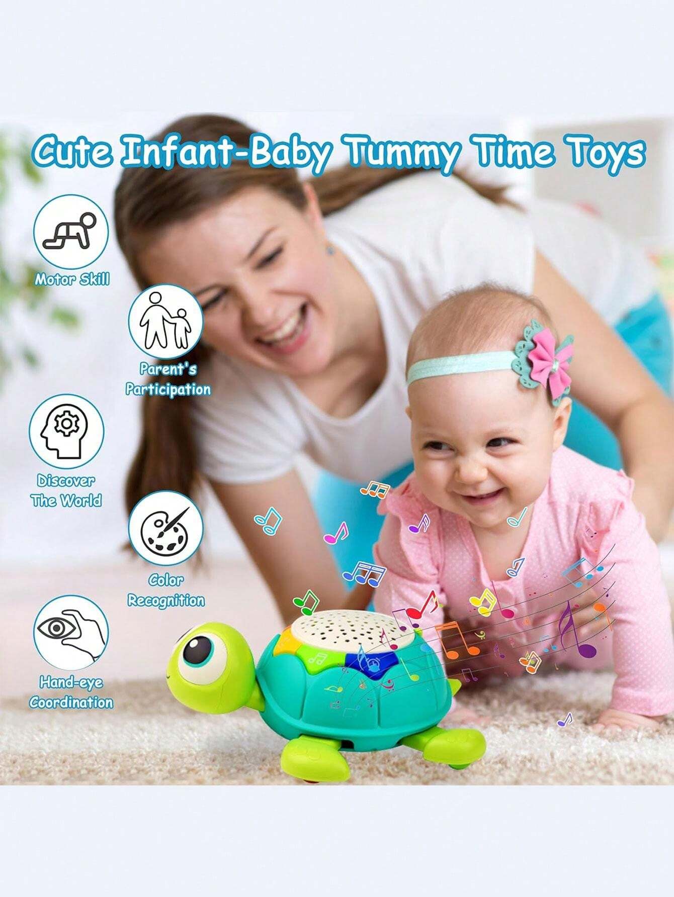 Baby Turtle Activity Early Education Developmental Toy With Light, Music, Starlight Projection ...