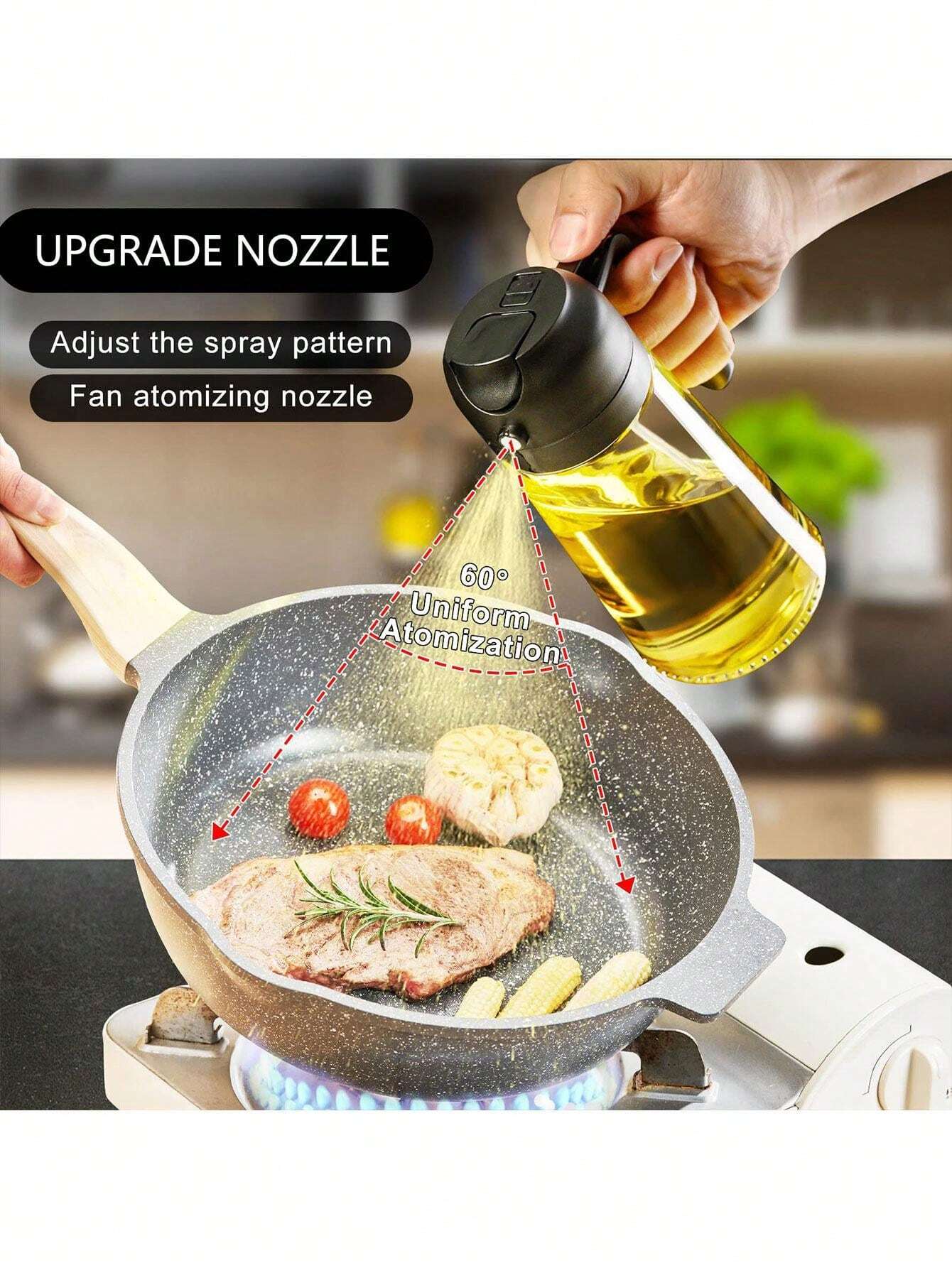 2 en 1 pulverizador y dispensador de aceite de vidrio, botella dispensadora de aceite de oliva ...