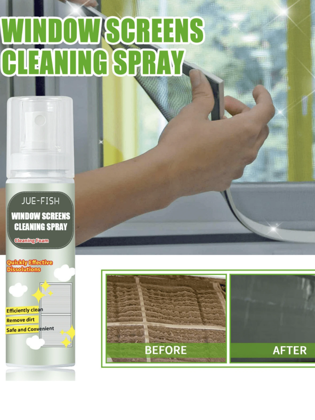 Jue-Fish Window Cleaning Spray, Foam Spray To Clean And Brighten Window ...