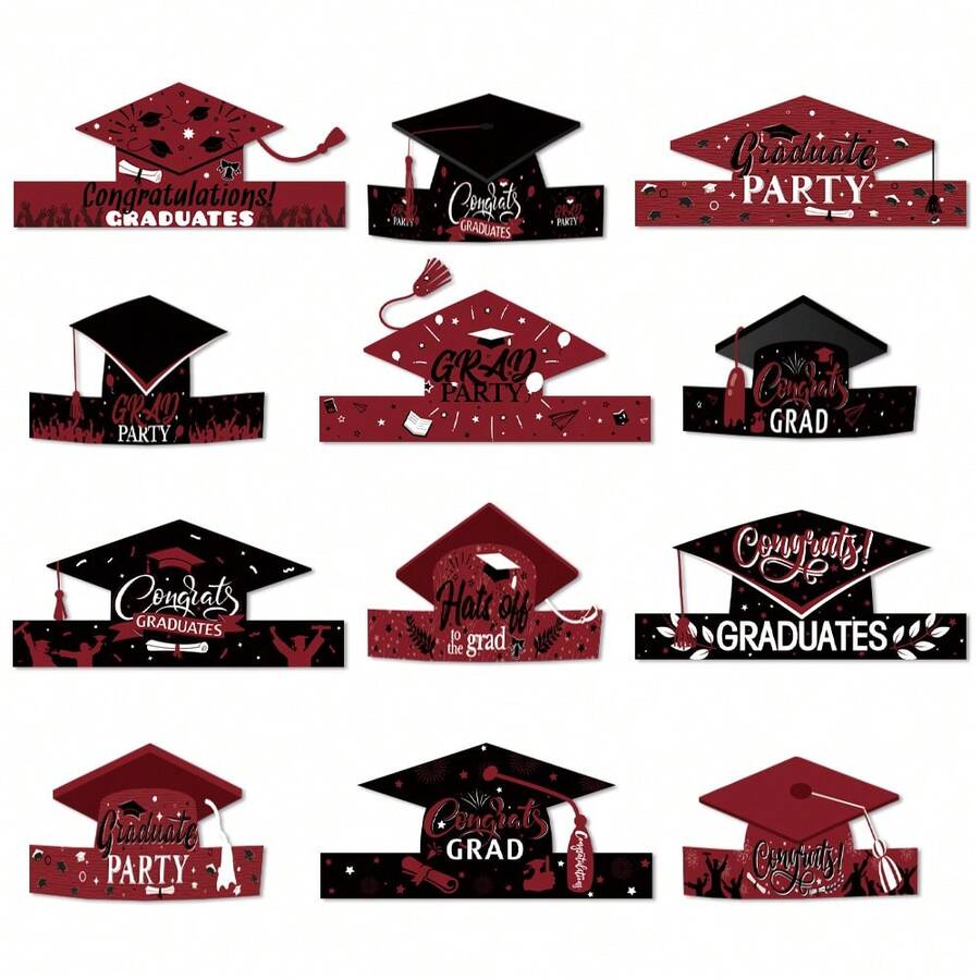 12PCS Graduation Paper Caps, Congrats Grad Paper Caps For Graduation ...