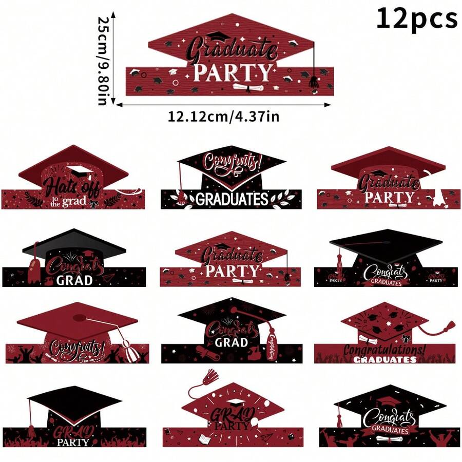 12PCS Graduation Paper Caps, Congrats Grad Paper Caps For Graduation ...