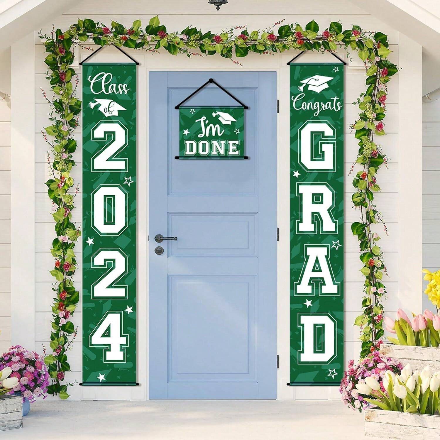 1set/3 Pcs 2024 Graduation Party Decorations Graduation Porch Sign ...