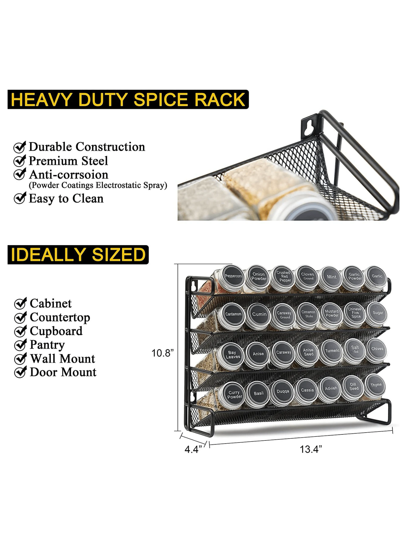 4-Tier Wall-Mounted Kitchen Spice Organizer Rack Shelf, 1pc | SHEIN USA