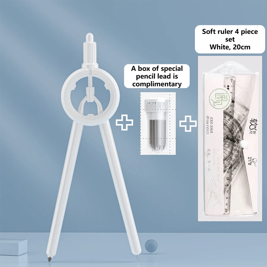 With Scale One-Click Push Open Compass, Pencil Holder & Divider All In ...