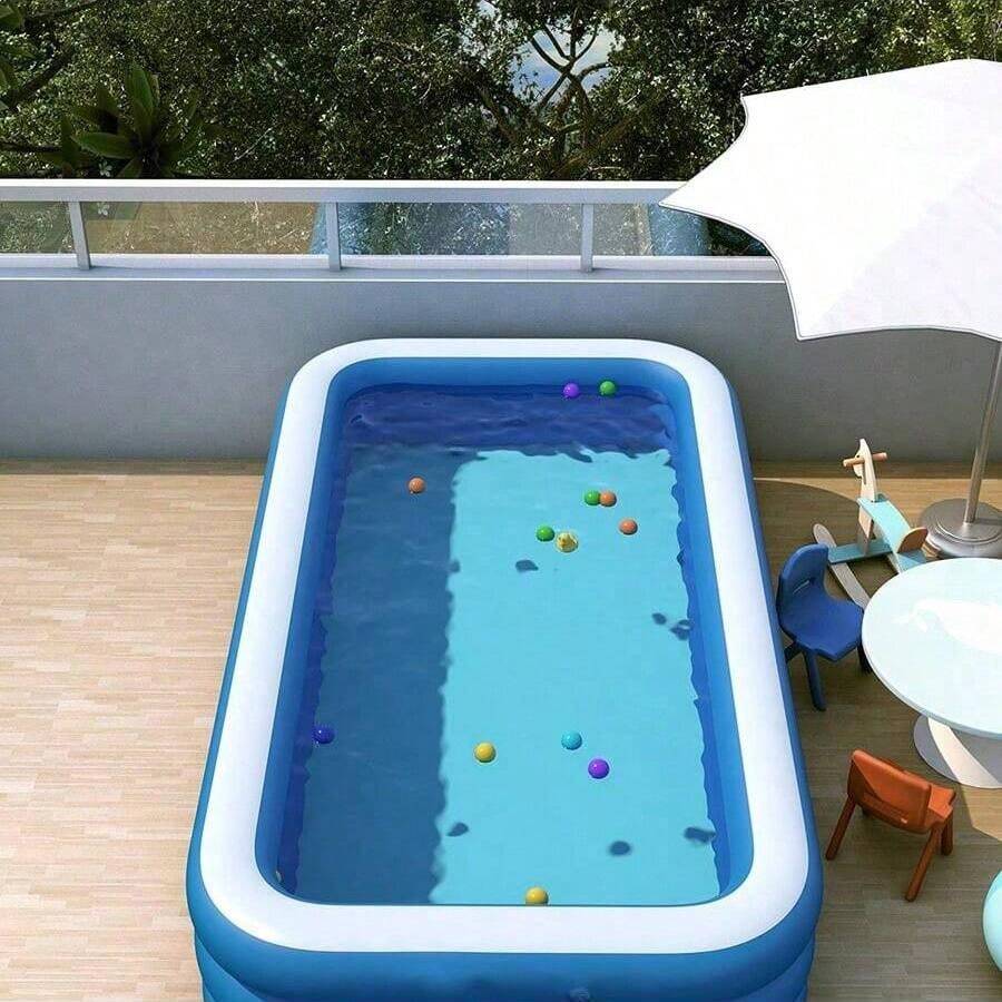 Blue Pvc Inflatable Swimming Pool,2.1m/83in Long With 3-Layer Air ...