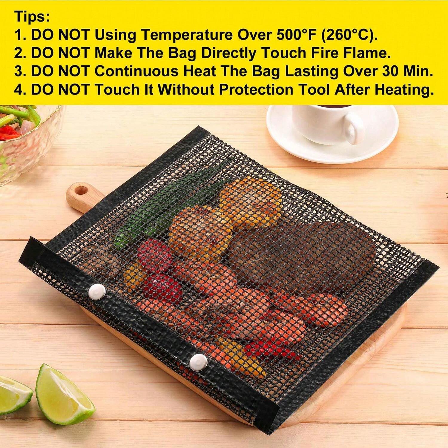 1pc Reusable BBQ Mesh Grill Bags For Outdoor Grill, Non-Stick Barbecue ...