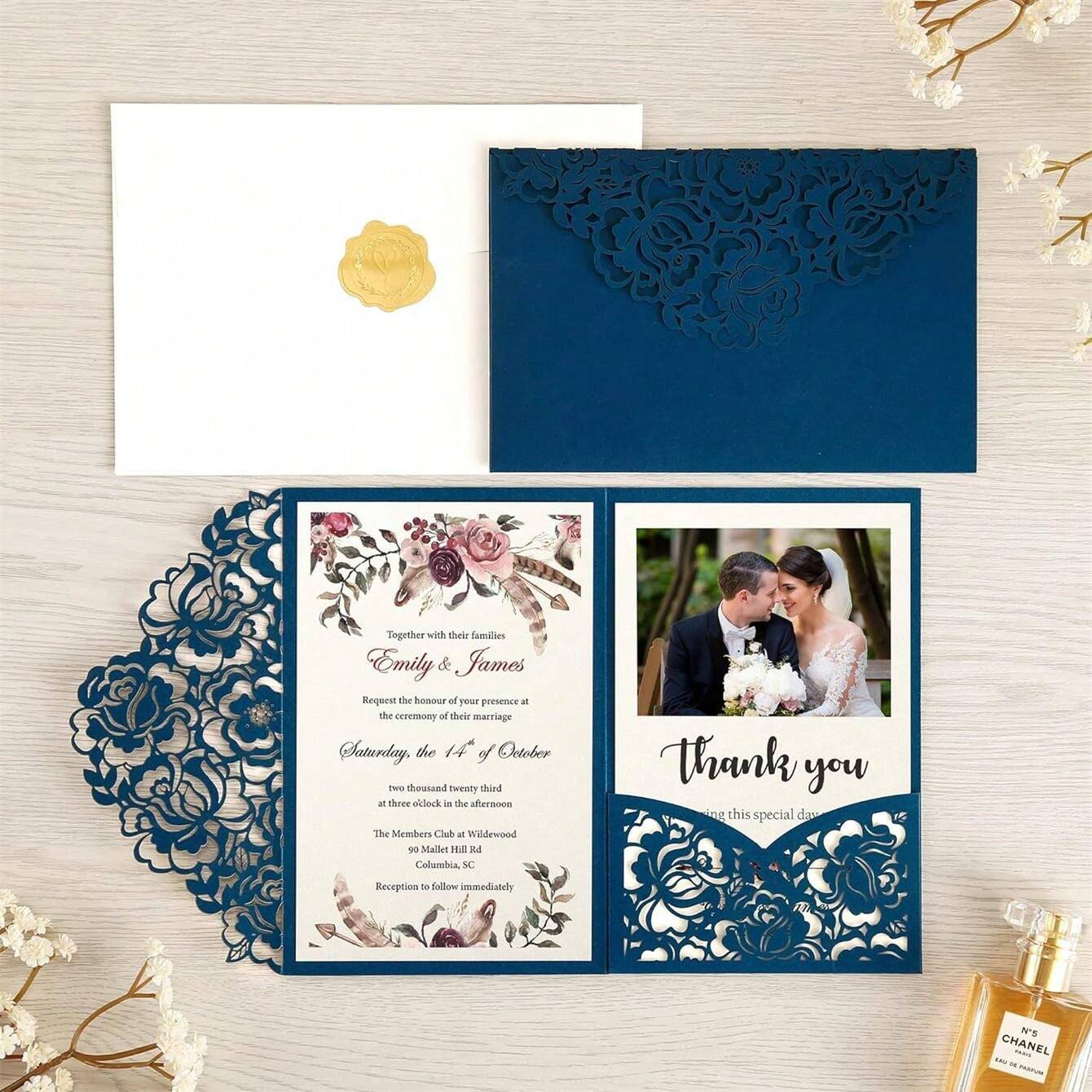 10 Sets Laser Cut Quinceanera Invitations 4.9x7.1 Blank Quince ...
