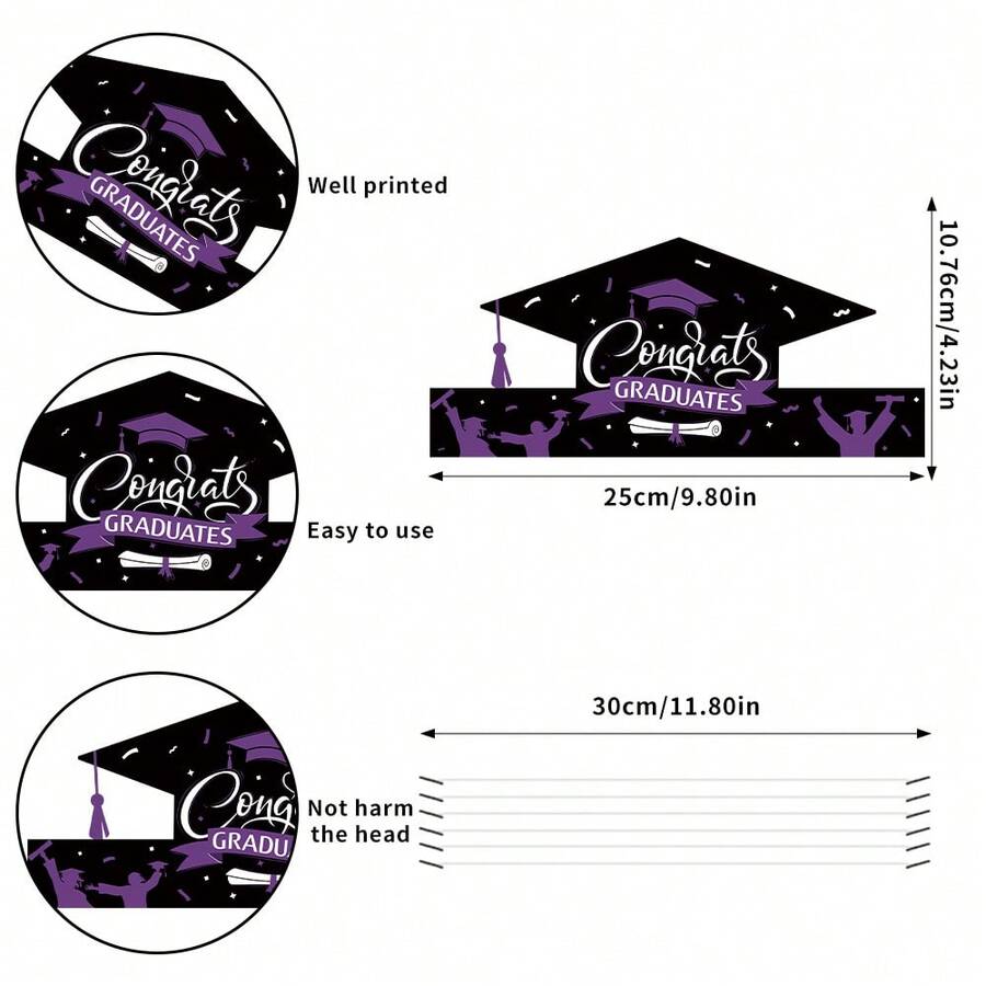 12PCS Congrats Grad Paper Caps, Graduation Paper Caps For 2024 ...