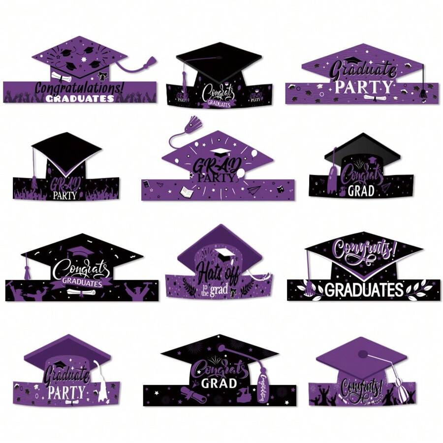 12PCS Congrats Grad Paper Caps, Graduation Paper Caps For 2024 ...