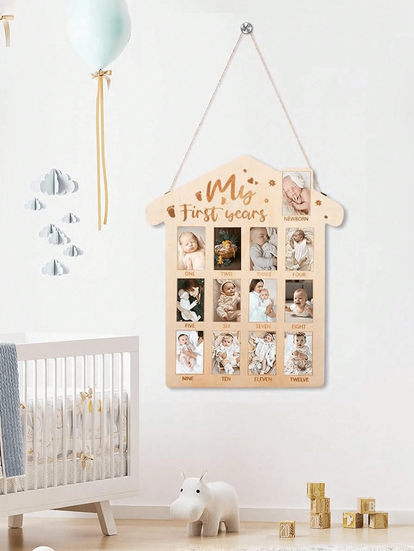One Wooden Baby Milestone Frame For Newborns With Month Markers ...