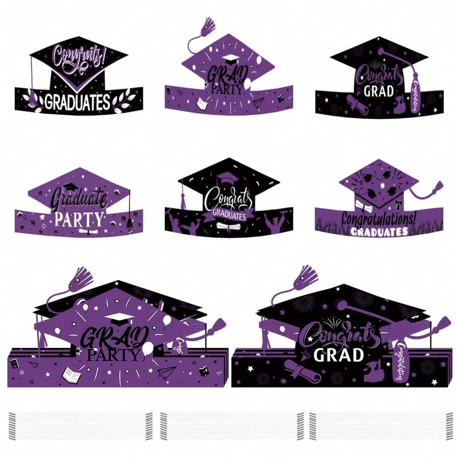 12PCS Congrats Grad Paper Caps, Graduation Paper Caps For 2024 ...