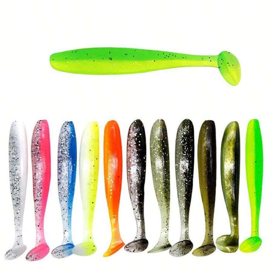 1 paquet de 10 leurres souples à double couleur T-Tail, de 9 cm, ver ...