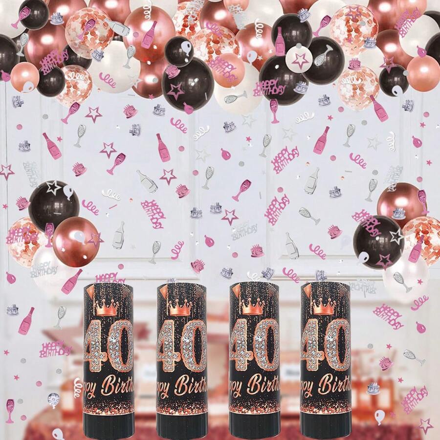 4PCS Birthday Push Pop Confetti Fireworks Tube Confetti Cannons Rose ...