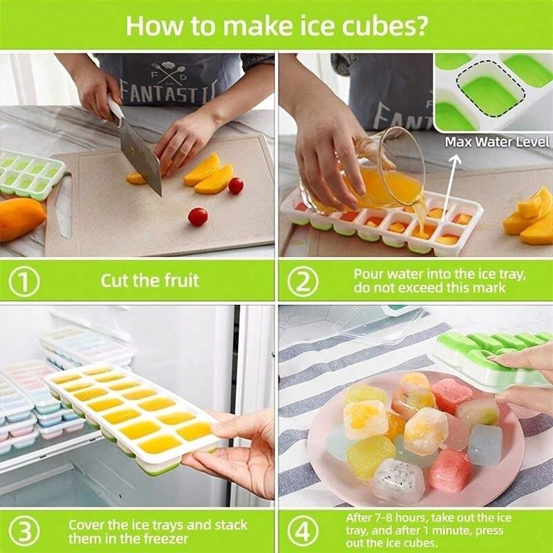 1/4pcs 14-Cube Silicone Resin Ice Tray, Easy-Release Mold For Making ...