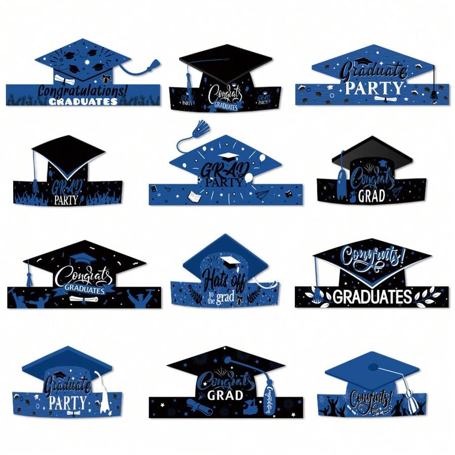 12PCS Congrats Grad Paper Caps, Graduation Paper Caps For 2024 ...
