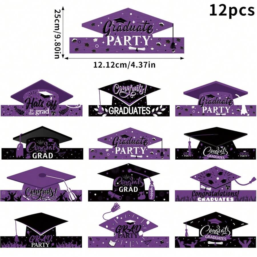 12PCS Graduation Paper Caps, Congrats Grad Paper Caps For Graduation ...