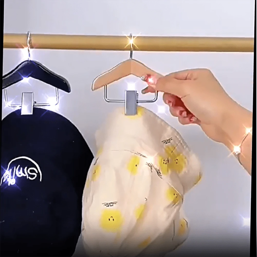 Portable Wooden Clothes Hanger With Clips For Travel, Multifunctional ...