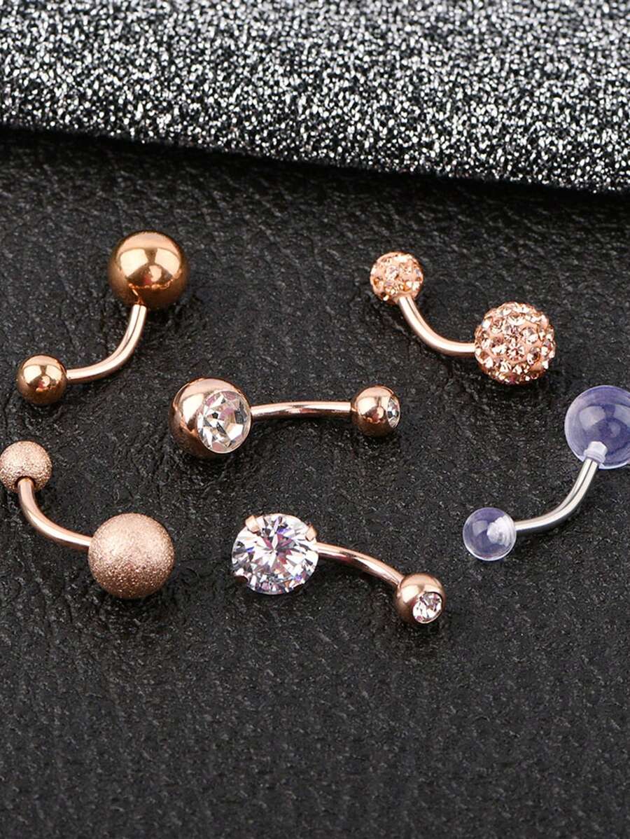 6-10PCS 14G 8mm Belly Bar,Surgical Steel Clear CZ Short Belly Button ...