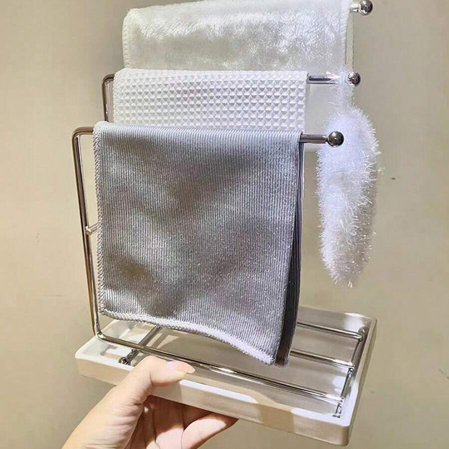 White Chrome Metal Freestanding Towel Rack For Bathroom Laundry Room ...