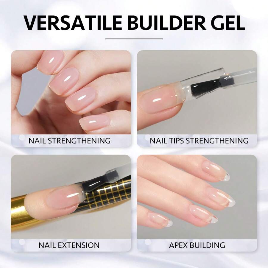 Builder Gel, 7-In-One Clear Gel Builder For Nail Thickening, LED Nail Lamp Cured Hard Gel Nail ...