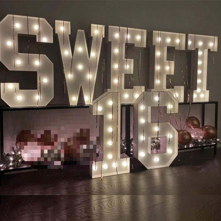 1 Pc 3FT/100cm Decorative Led Marquee Light Up Number, Marquee Light Up ...