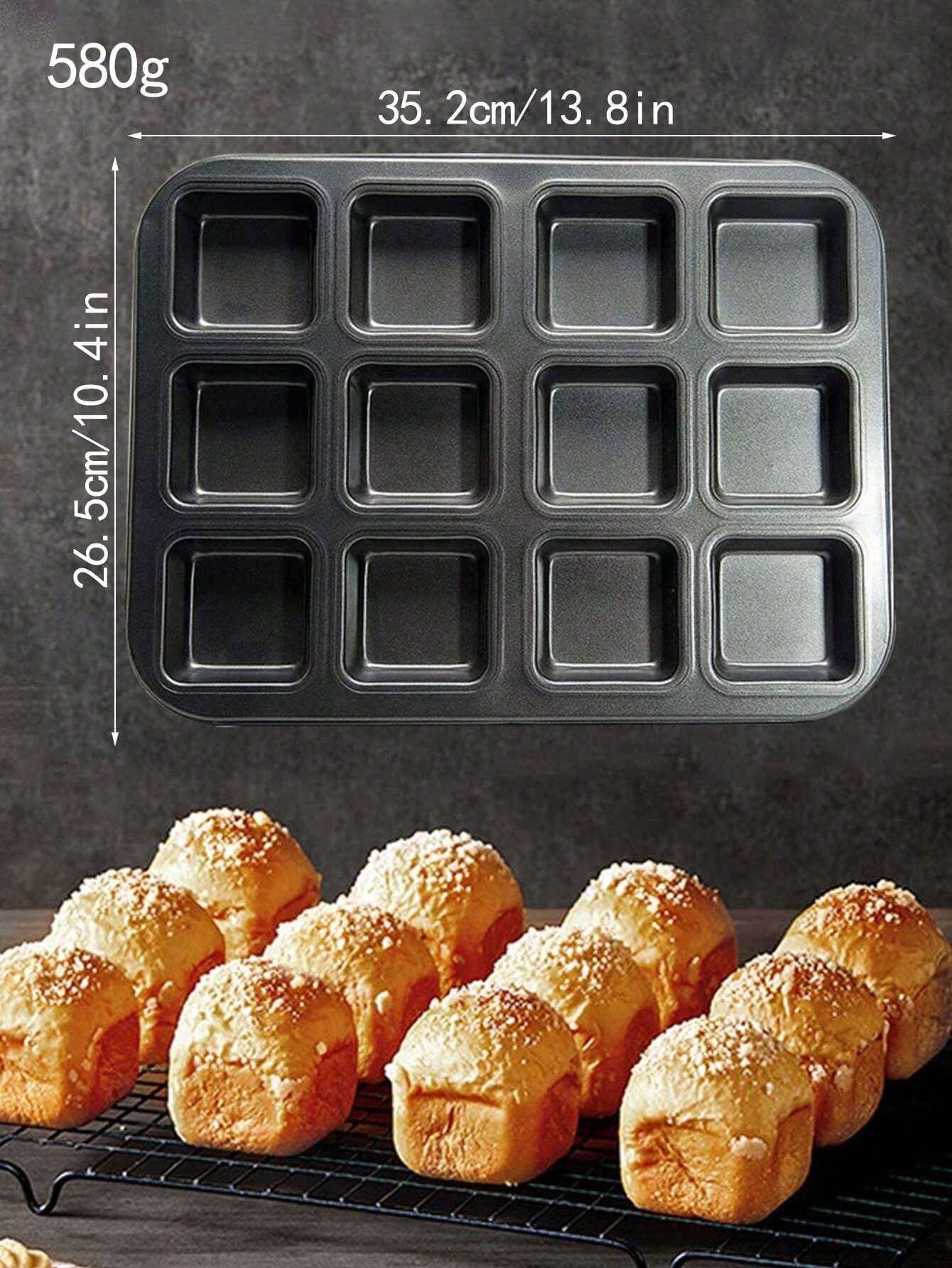 Beasea Brownie Pans With Dividers, Set Of 1212-Cavity Full Rim Square ...