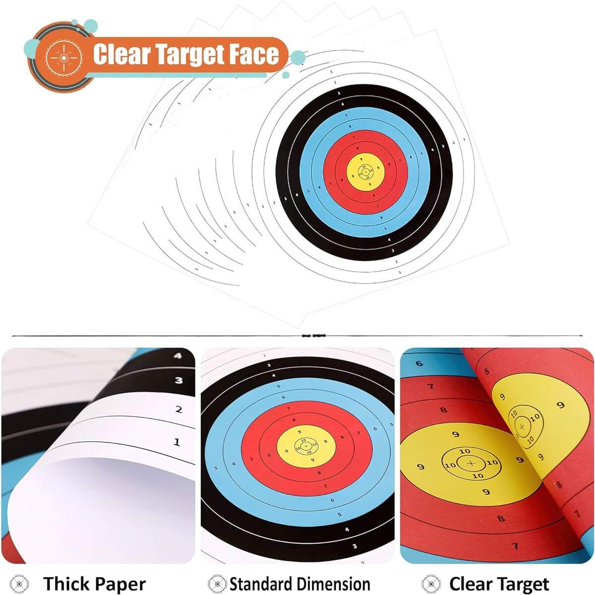 5pcs Archery Target Paper For Outdoor Shooting Dartboard, Color Printed ...