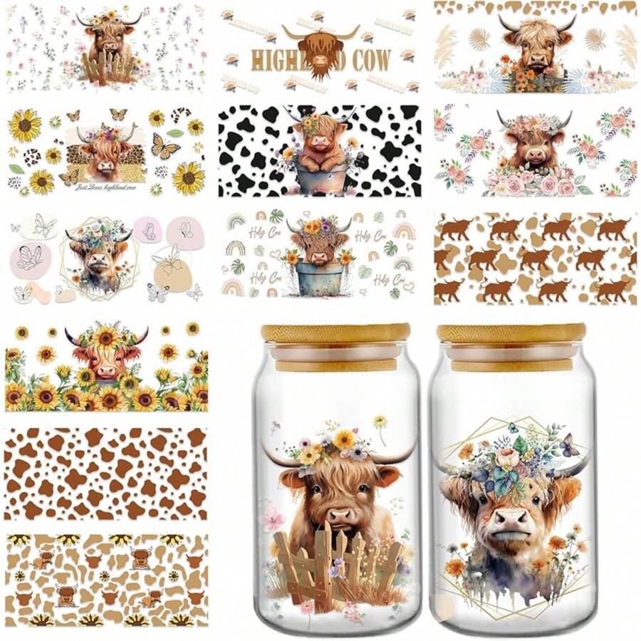 12 Sheets Highland Cow UV DTF Cup Wraps For 16 Oz Uvdtf Cup Wraps Cow ... 12 Sheets Highland Cow UV DTF Cup Wraps For 16 Oz Uvdtf Cup Wraps Cow ...