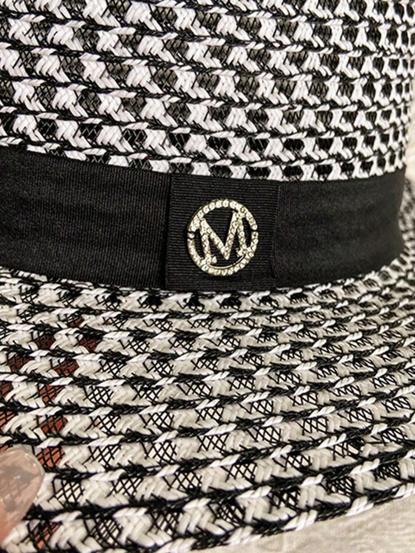1pc Women's Summer Sun Hat, Black & White Diamond Patterned Cap With ...