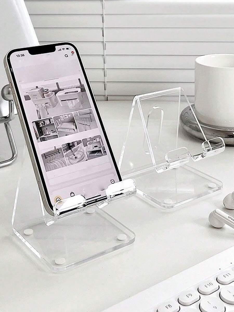 1pc Acrylic Transparent Slouchy Phone Holder Simple Style Creative ...