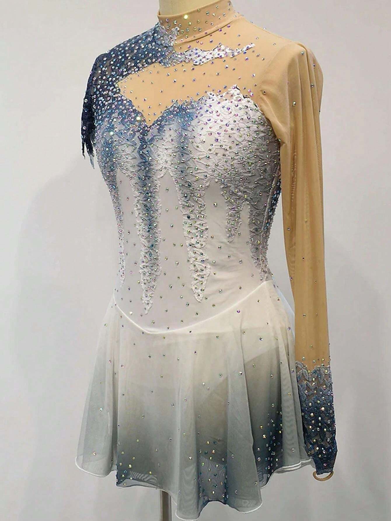 Figure Skating Costume Women's Figure Skating Costume White Long Sleeve ...