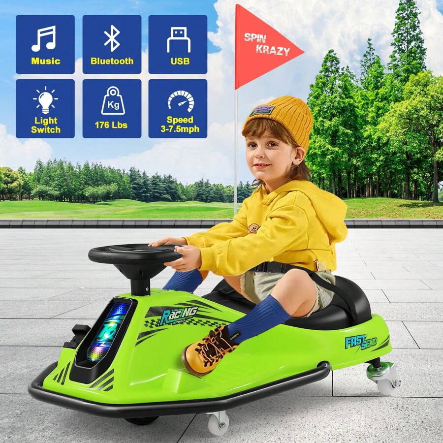 JOYLDIAS Electric 24V 360 Degrees Rotating Kids Ride On Drift Car ...