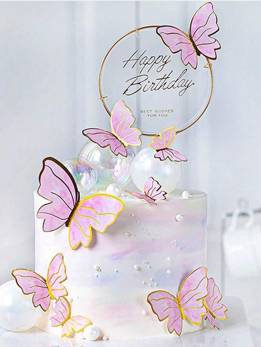 11 piezas de toppers para pastel de mariposa en color rosa o morado con ...