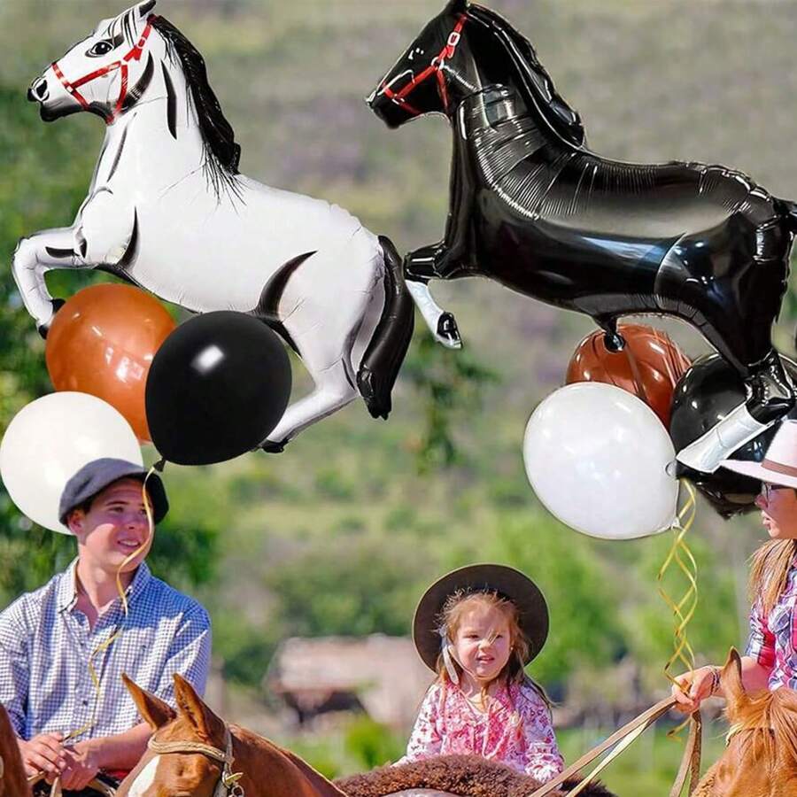 11pcs Western Cowboy Farm Theme Party Decorations Horse Balloons ...