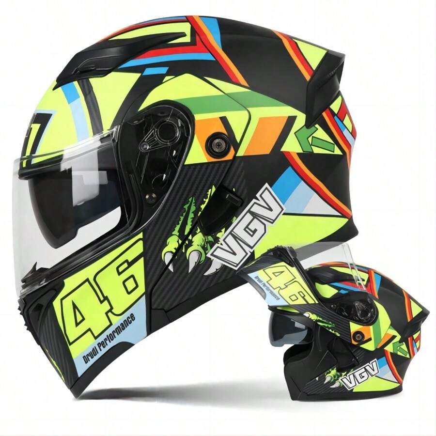 Motorcycle Helmet, Unisex Open Face Helmet With Rear Wing Light, DOT ...