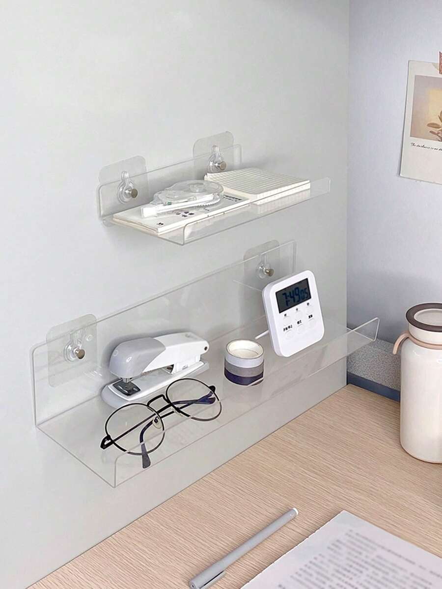 1PC Acrylic Shelves Wall-Mounted Transparent Partition Plate Kitchen ...