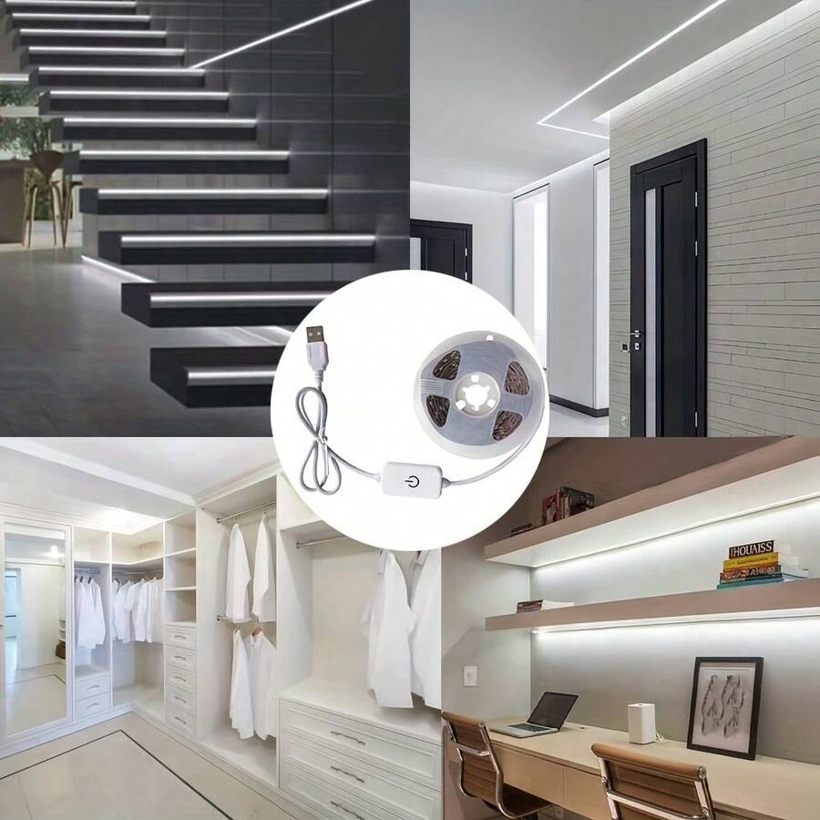 1-5 Meter Touch Switch White Light Strip, DC 5V USB LED Light, Used For ...