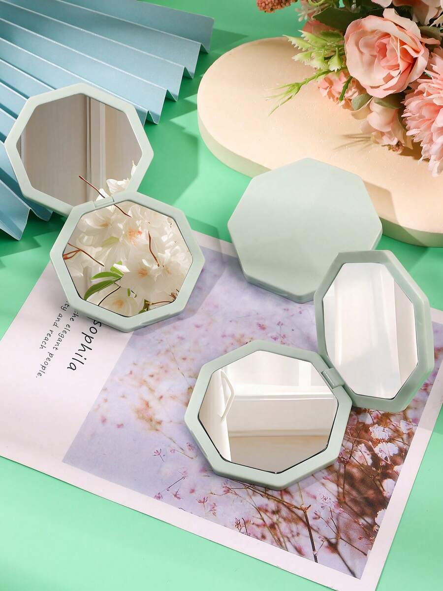 1pc Octagonal Magnetic Flip Makeup Mirror With High-Definition ...