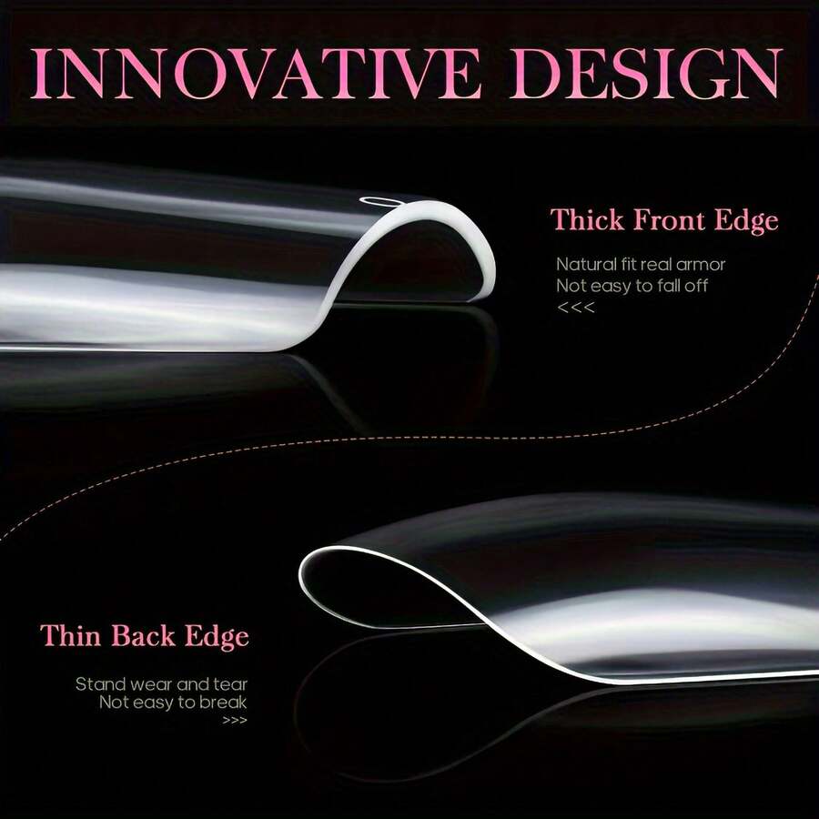 500pcs Crop French Style Shallow Sticking Half Frosted Artificial Nail ...