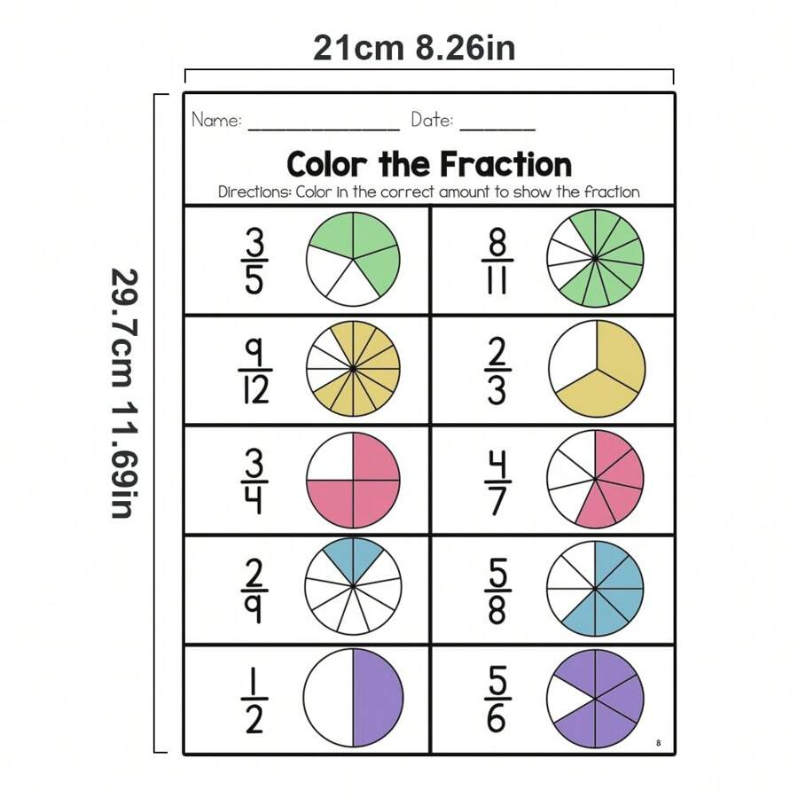 24 Pages Fractions Math Workbook Math For Kindergarten And Preschoolers ...
