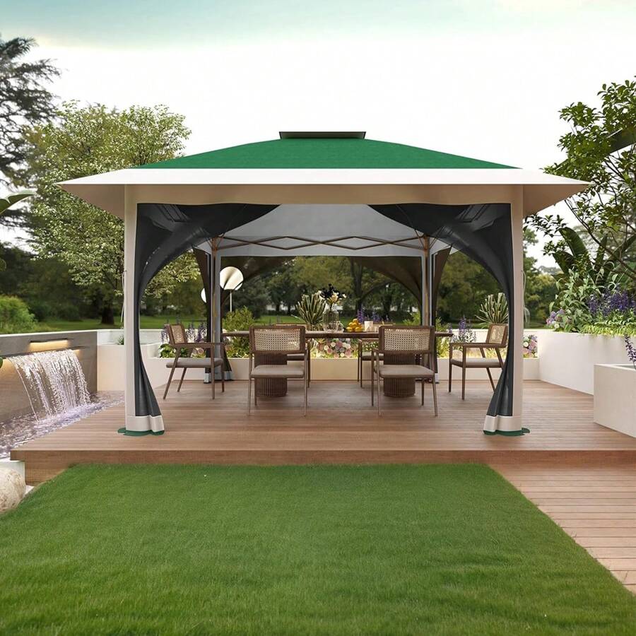 12' X 12' Outdoor Gazebo, Heavy Duty Double Roof Patio Gazebo With ...