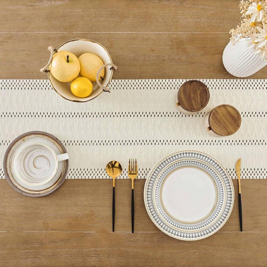 Boho Table Runner Macrame Table Runners For Home Decor Cream & Brown ...